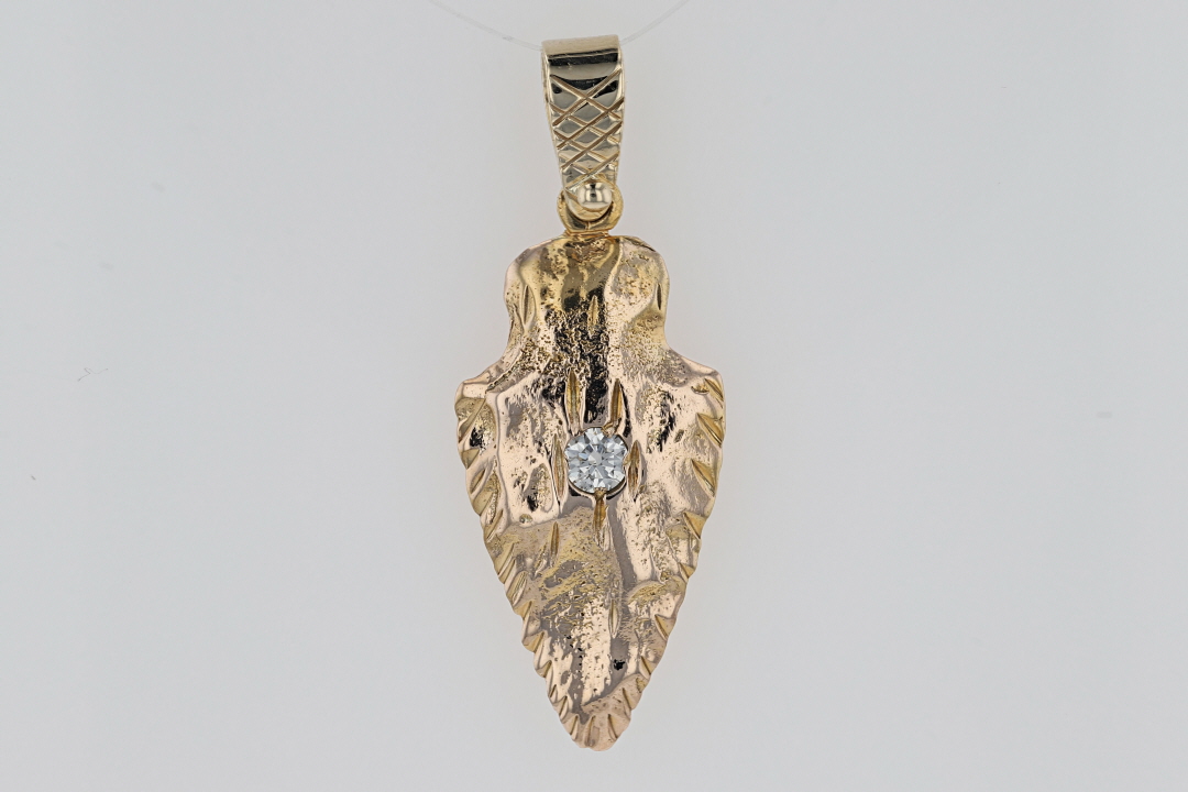 .33ct Round Cut Diamond Arrowhead Pendant w/o Chain 10k Yellow Gold 13. ...