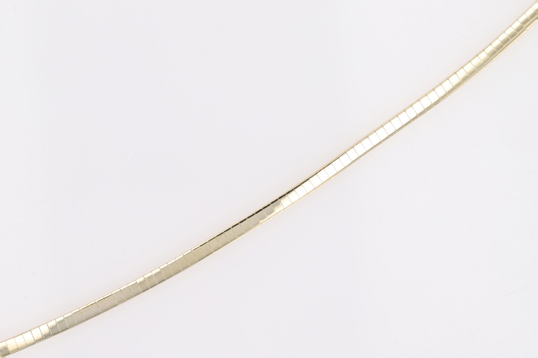 3mm Omega Link Chain 17.5" Necklace 14k Yellow Gold Italy 20.68 Grams