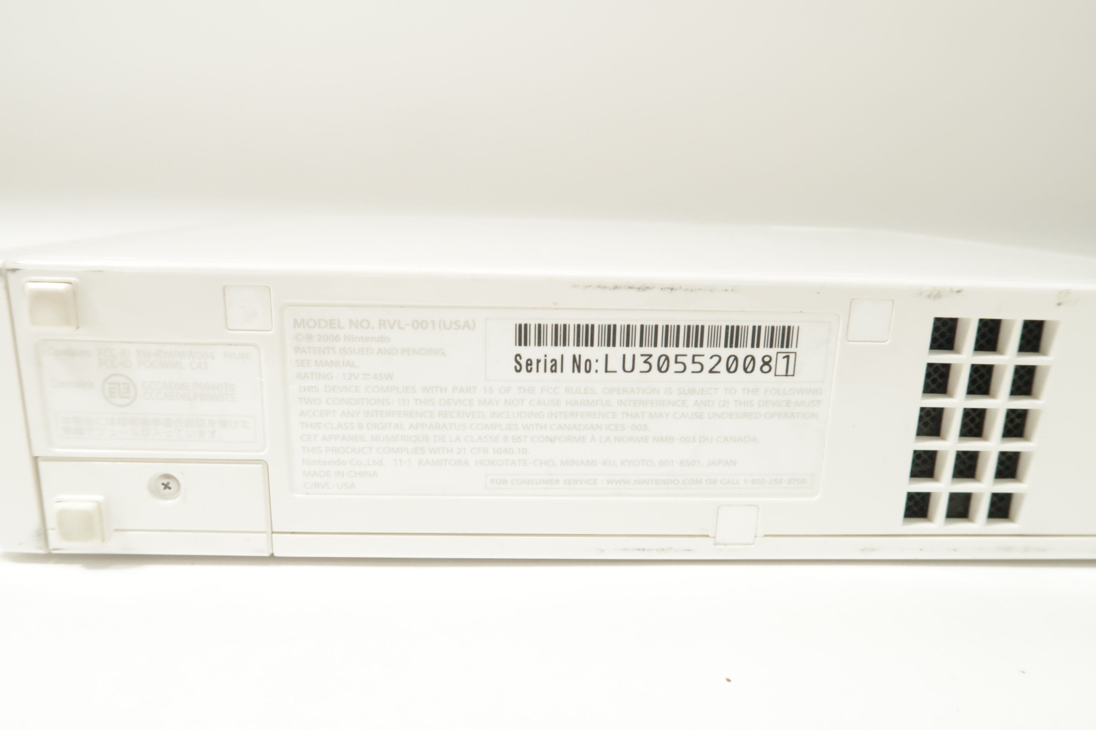 Nintendo Wii RVL-001 512MB White Body Home Video Gaming Console 8745