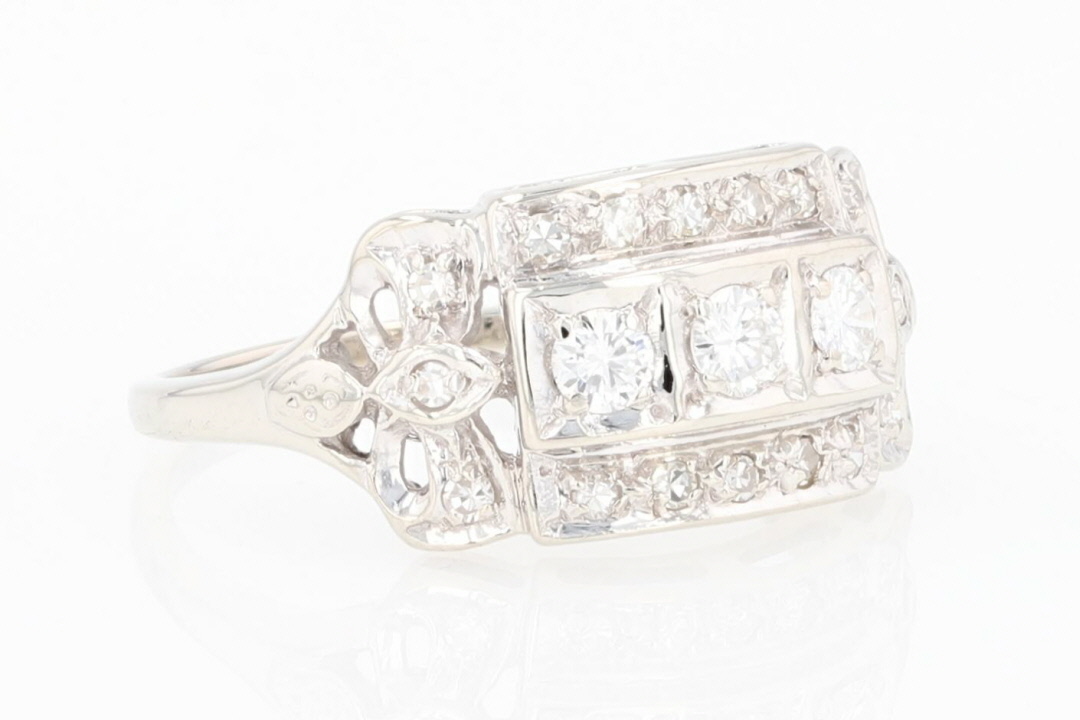 .60ctw Round Cut Diamond Three-Stone Statement Ring 14k White Gold Size 10