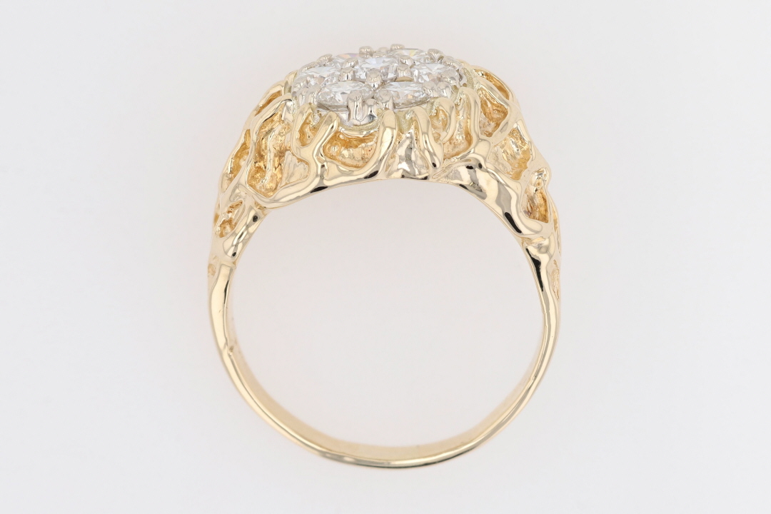 1.75ctw Diamond Cluster Nugget Statement Ring 14k Multi-Tone Gold Size ...