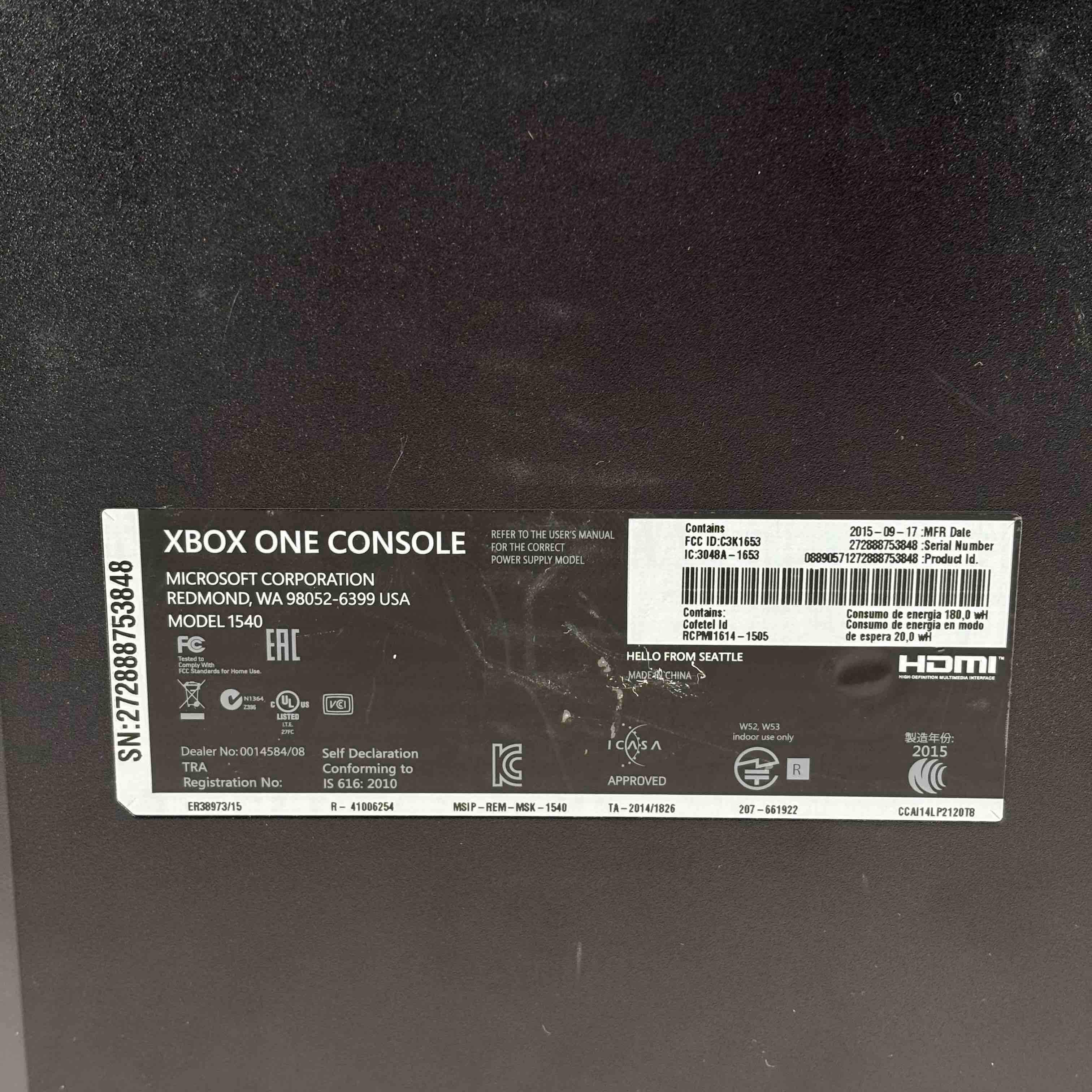 Microsoft Xbox One 1540 500GB HDD Black Body Home Video Game Console 2629