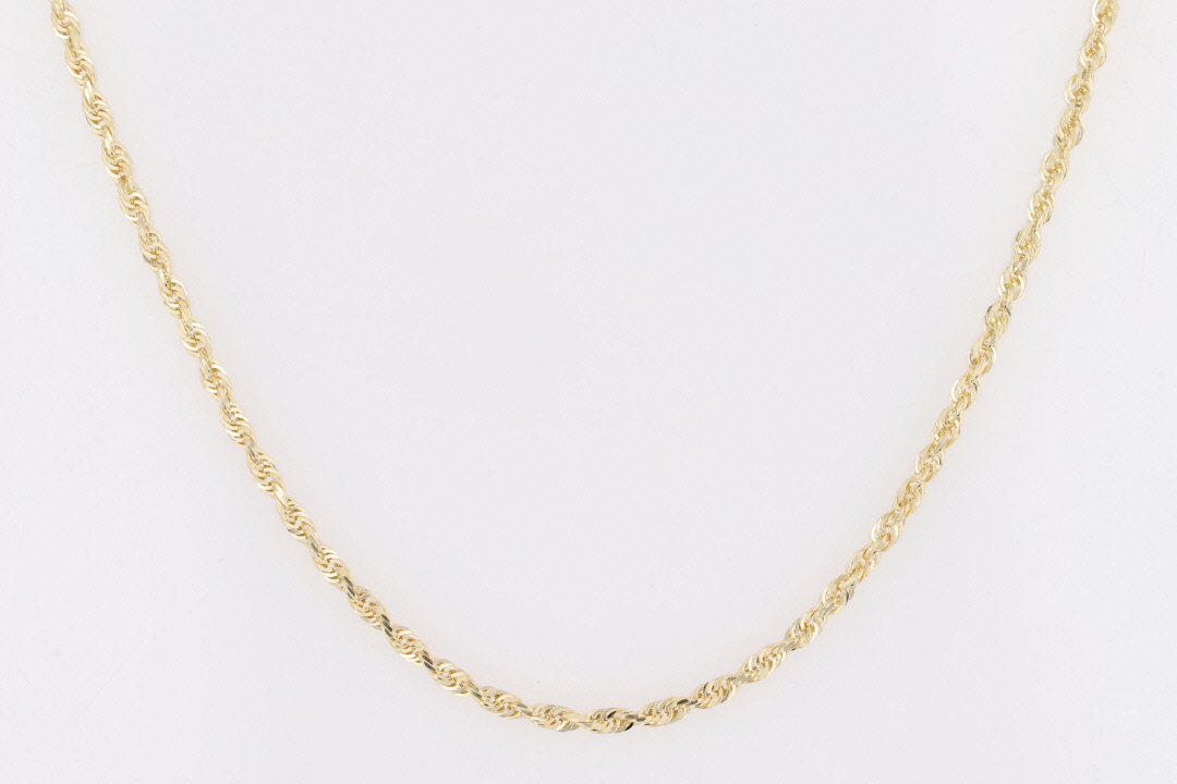 2mm Rope Link Chain 20" Necklace 14k Yellow Gold Peru 6.06 Grams