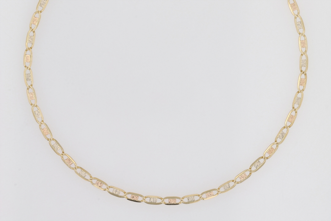 2.2mm Diamond Cut Mariner Link Chain 23.25" Necklace 14k Multi-Tone ...