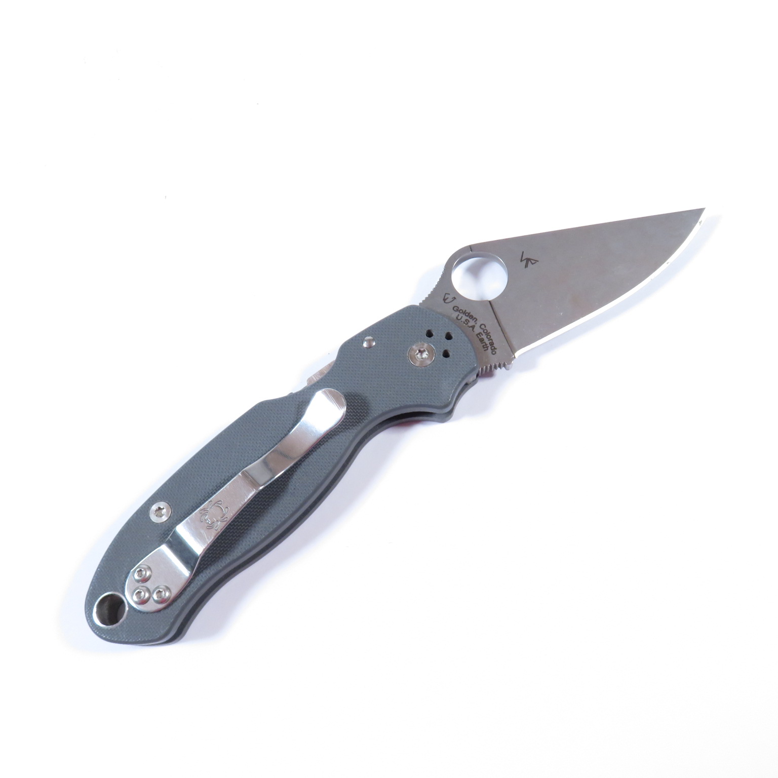 Spyderco Para 3 C223GPDGY 3" Maxamet Stonewashed Plain Blade Folding Knife