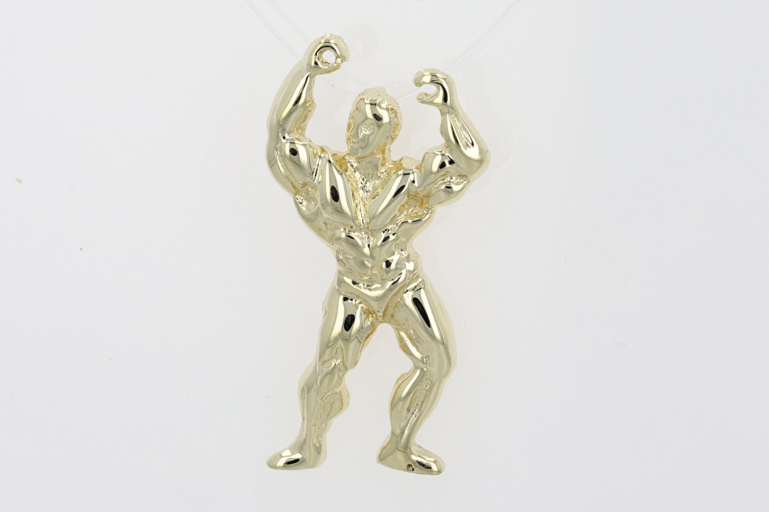 Bodybuilder Muscles Figure Pendant without Chain 14k Yellow Gold 4.66 Grams
