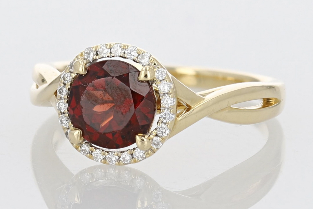 1.70ctw Round Cut Garnet with Diamond Accents Halo Ring 14k Yellow Gold ...