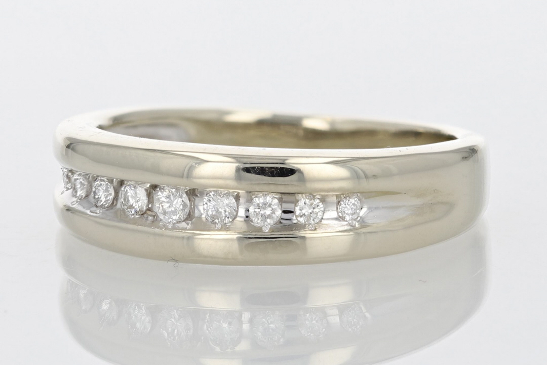 .25ctw Round Cut Diamond Channel-Set Wedding Band Ring 14k White Gold ...