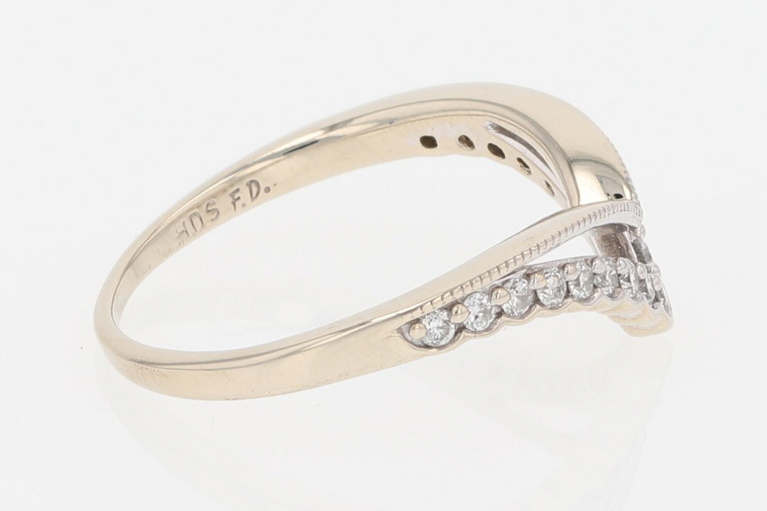 .15ctw Round Cut Diamond Double Chevron Wedding Ring 14K White Gold ...