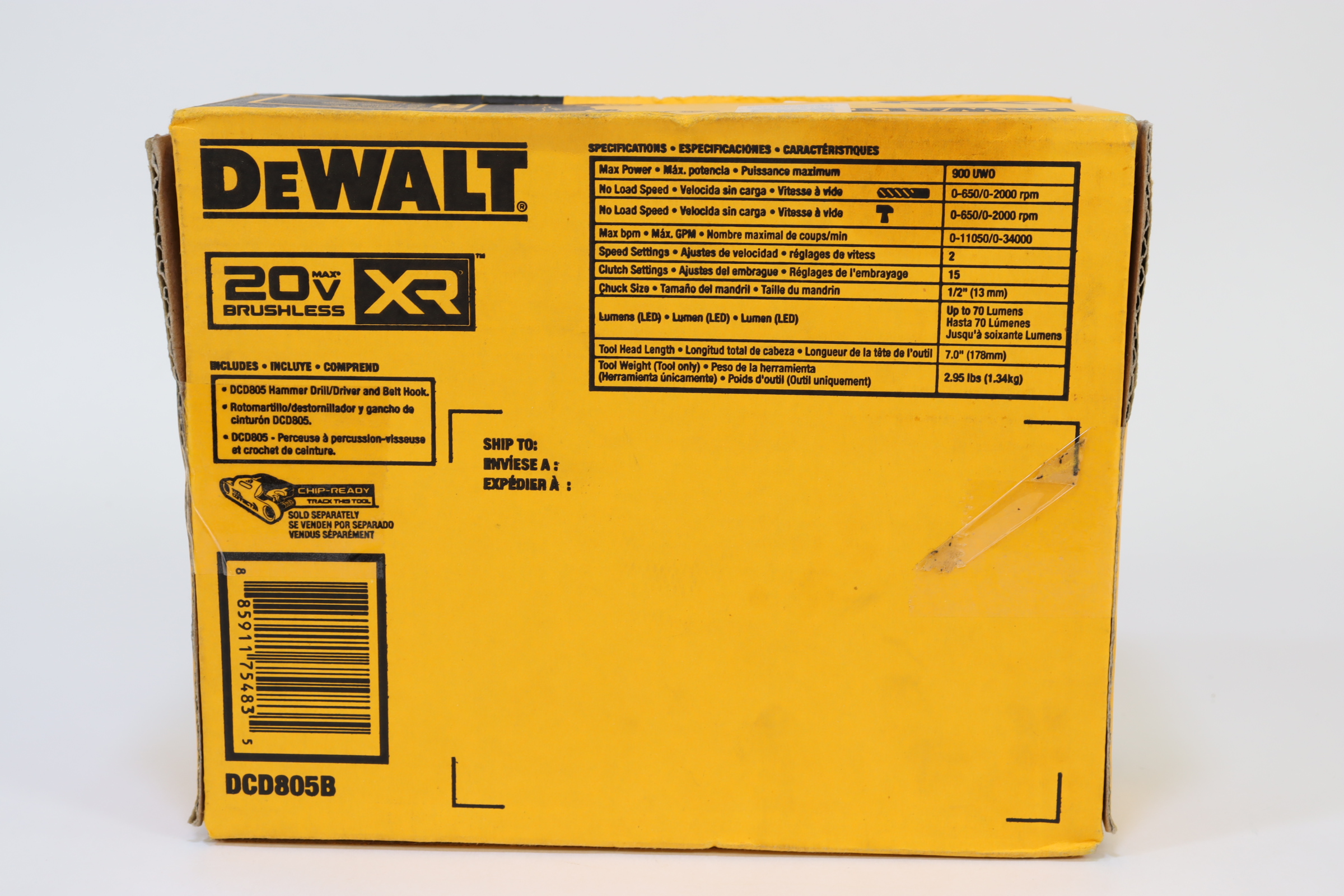 DEWALT Hammer Drill DCD805 20-Volt Lithium-Ion Compact Cordless 1/2 in.
