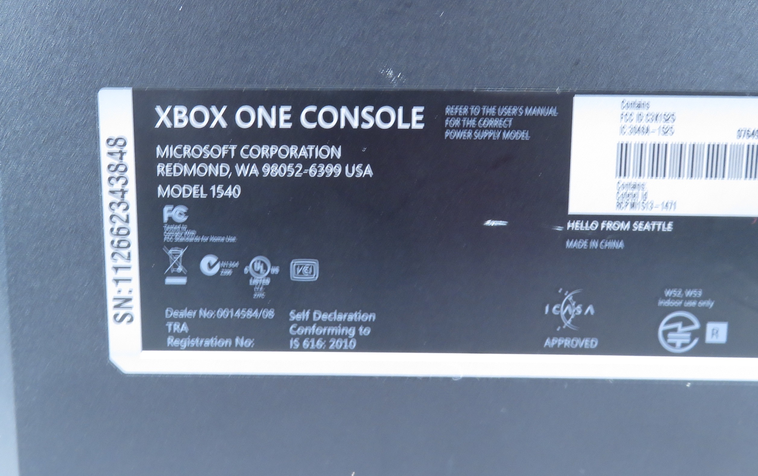 Microsoft Xbox One 1540 500GB HDD Black Body Home Video Game Console 8805