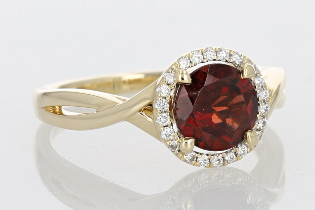 1.70ctw Round Cut Garnet with Diamond Accents Halo Ring 14k Yellow Gold ...