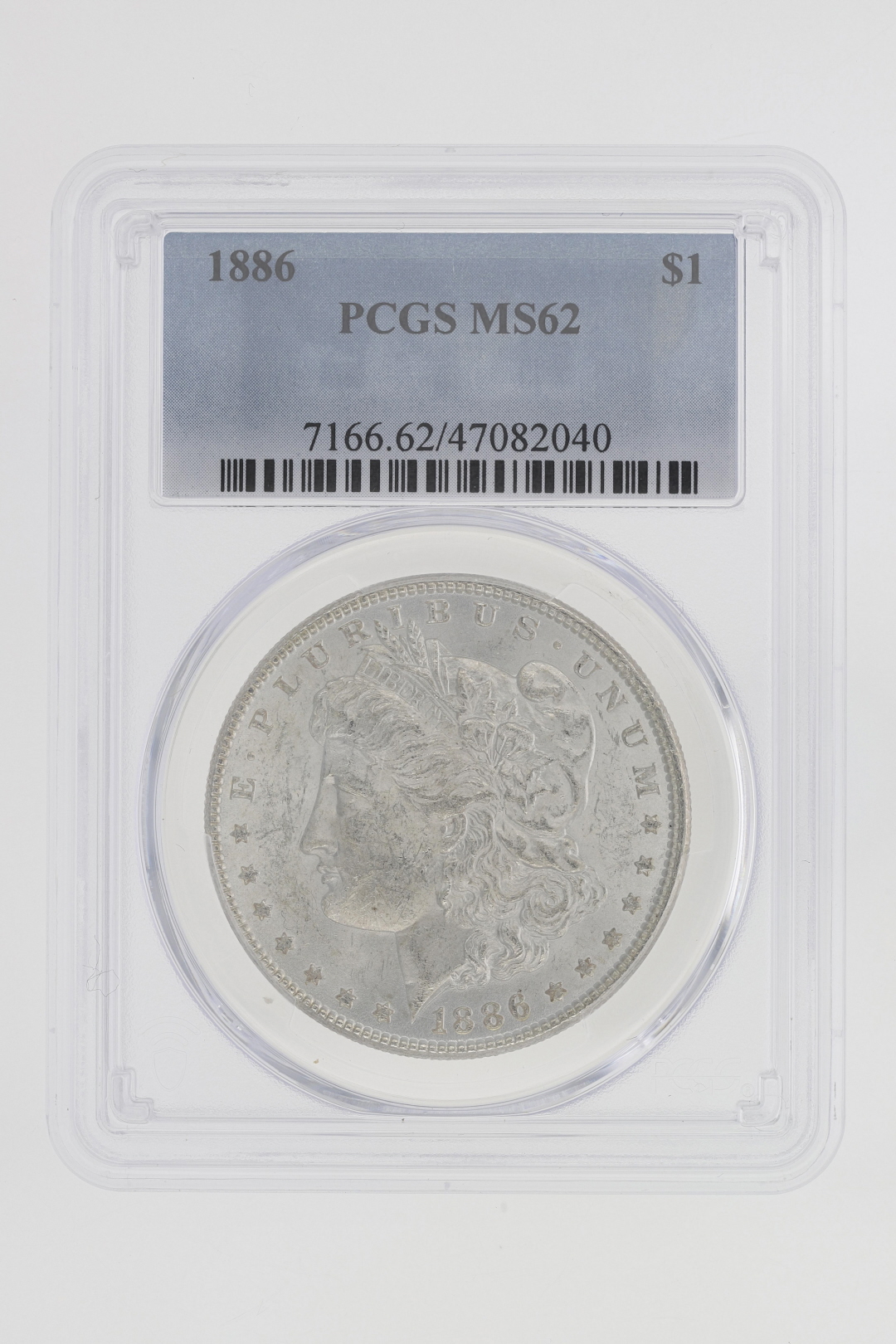 1886 Morgan Silver One Dollar Coin PCGS MS62 in Sealed Case U.S. Coin