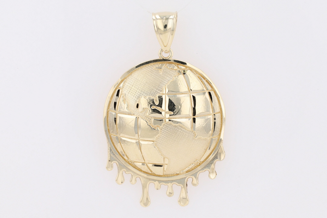 2" Dripping World Statement Pendant without Chain 10k Yellow Gold 5.13 ...