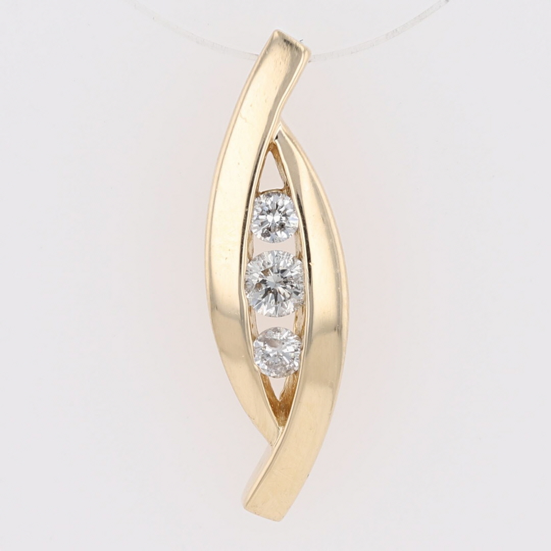 .18ctw Round Cut Diamond Channel Set Pendant no Chain 14k Yellow Gold 2 ...