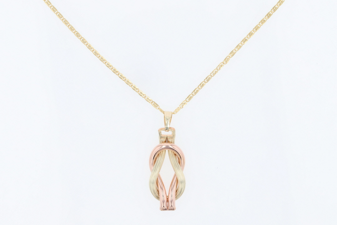 Interlocked Abstract Pendant on 18.25" Necklace 14K Multi-Tone Gold 4. ...