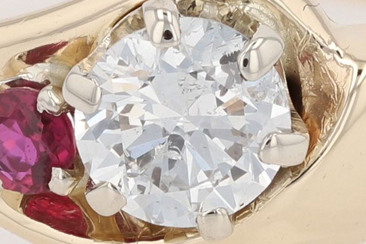 .69ctw Round Diamond and Lab-Created Ruby Engagement Ring 14k Yellow ...