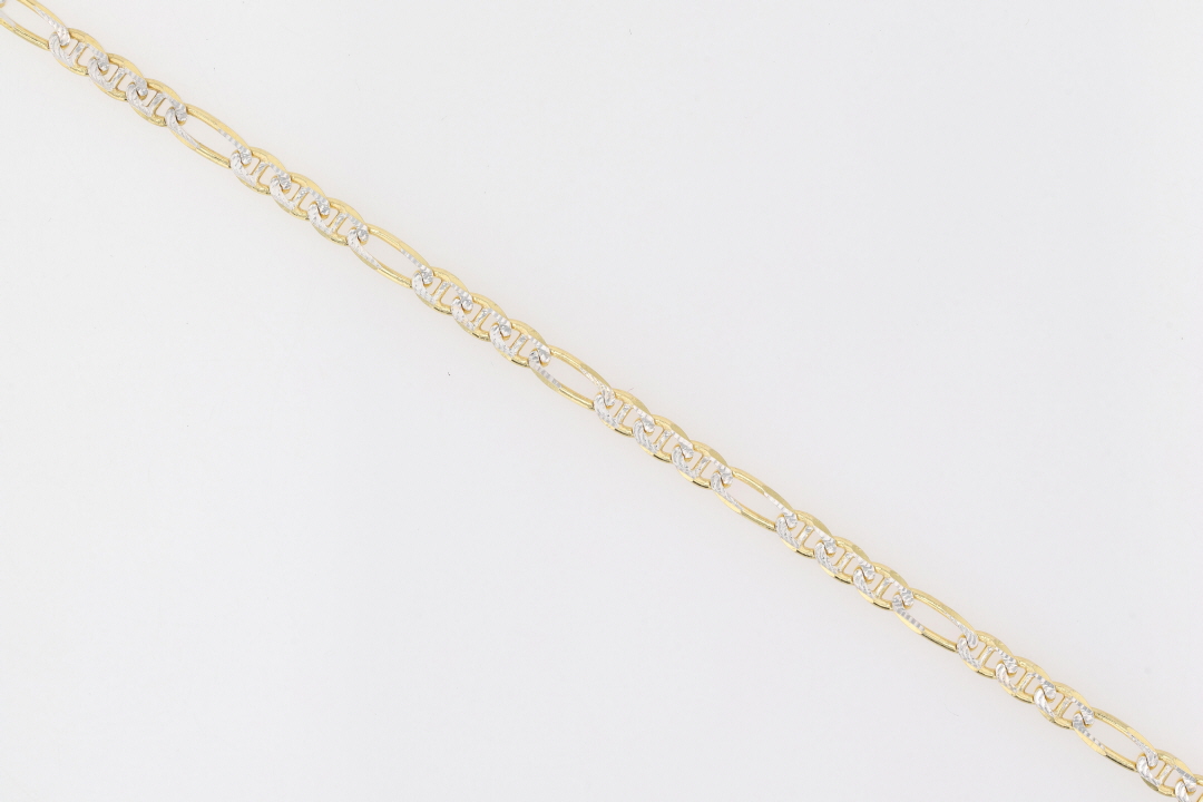 3mm Diamond Cut Figarucci Link Chain 20" Necklace 14k Multi-Tone Gold 7 ...