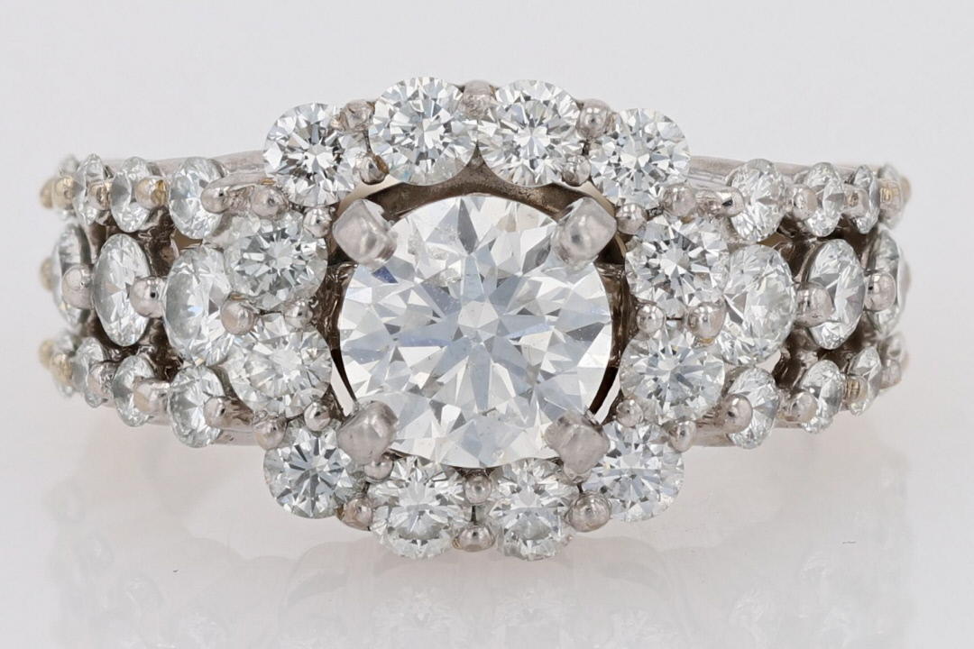 GIA® 2.75ctw Round Cut Diamond Halo Engagement Ring 14k White Gold Size 5.5