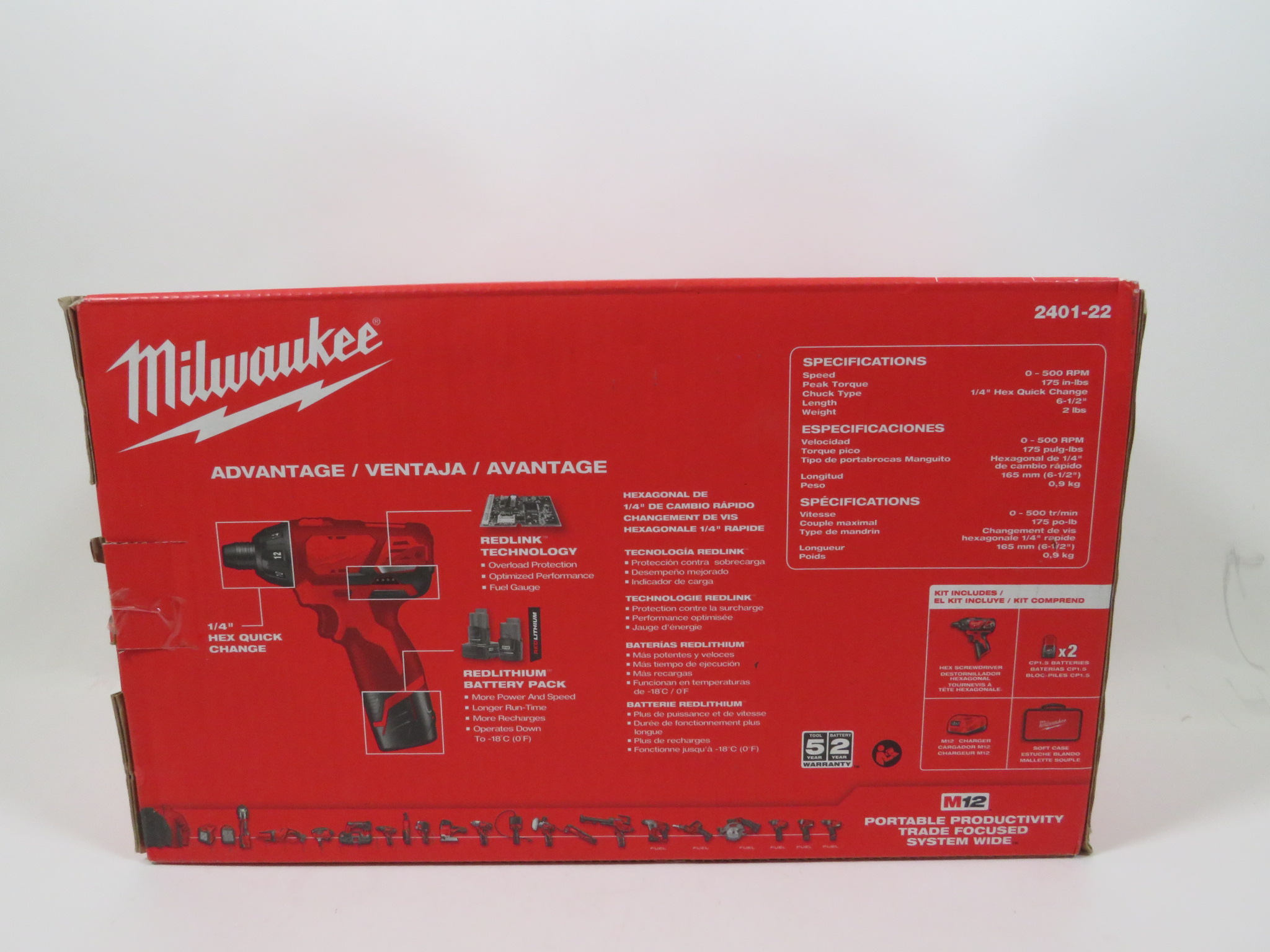 Milwaukee 2401-22 M12 1/4" Cordless Screwdriver Kit
