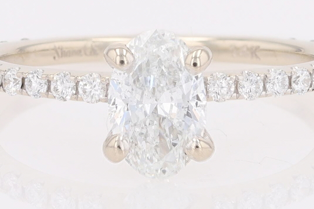 .94ctw Oval Diamond Solitaire with Accents Engagement Ring 14k White ...