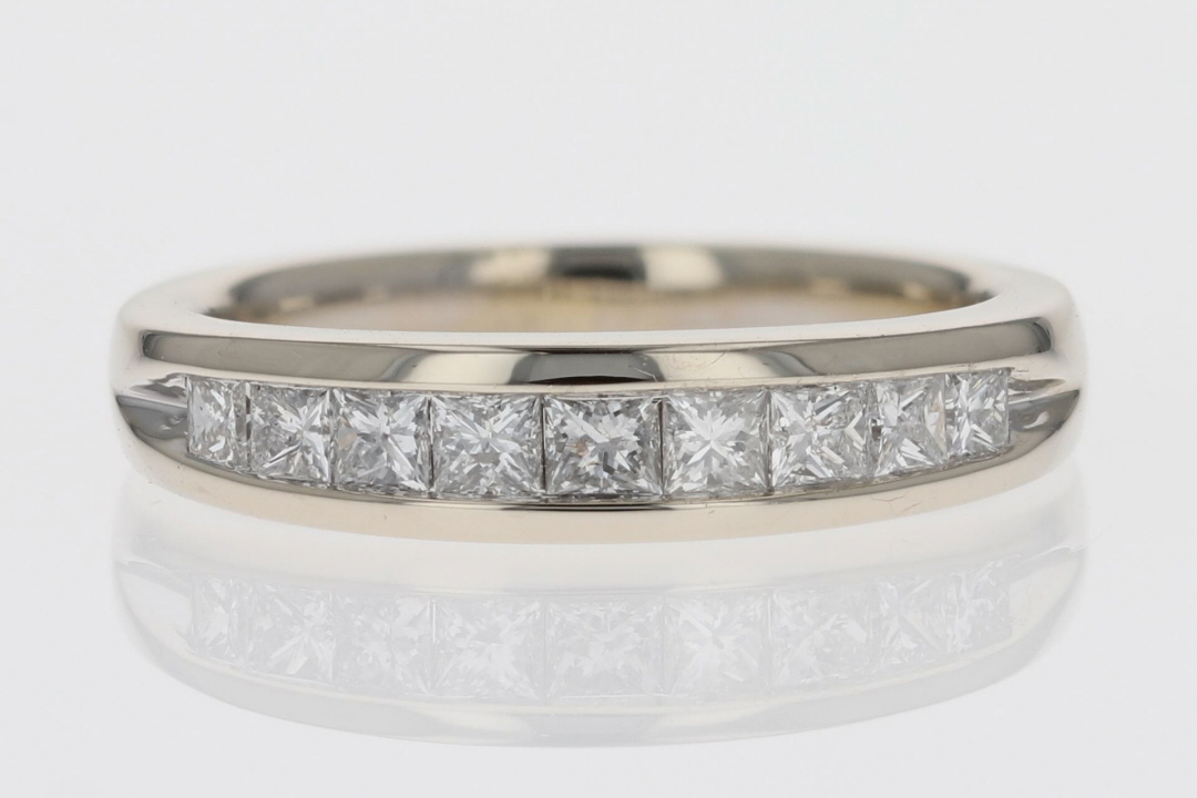 .37ctw Princess Cut Diamond Channel-Set Wedding Band Ring 14k White ...