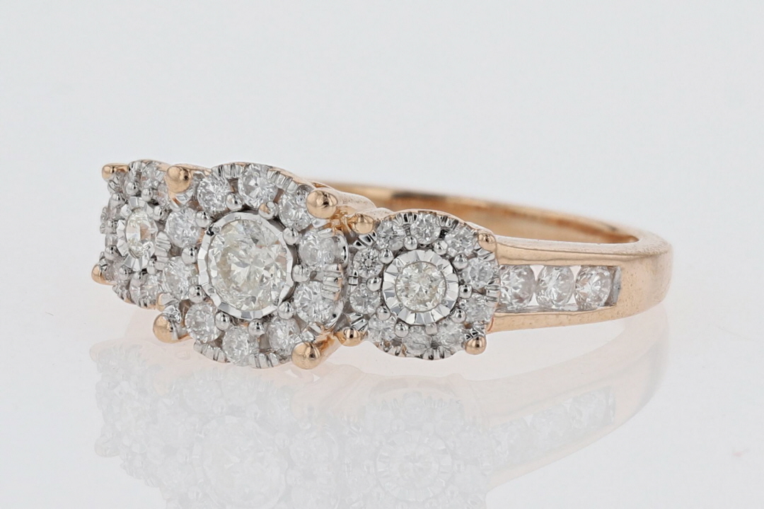 .80ctw Round Cut Diamond Three-Stone Engagement Ring 14k Multi-Tone ...