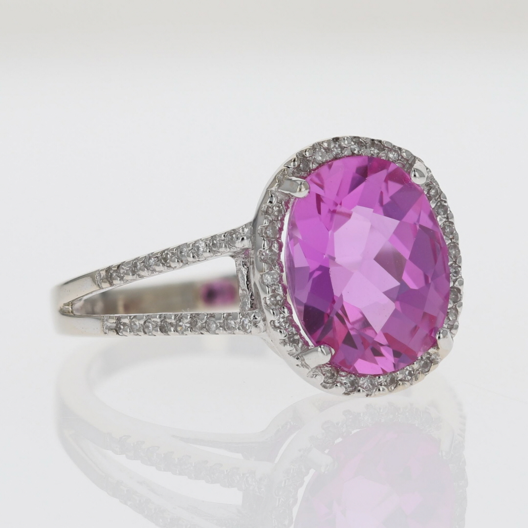 Fancy Cut Lab-Created Ruby and Diamond Statement Ring 14k White Gold ...