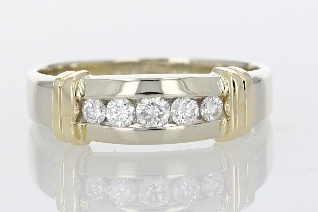 .45ctw Round Diamond Channel-Set Wedding Band Ring 14k Multi-Tone Gold ...