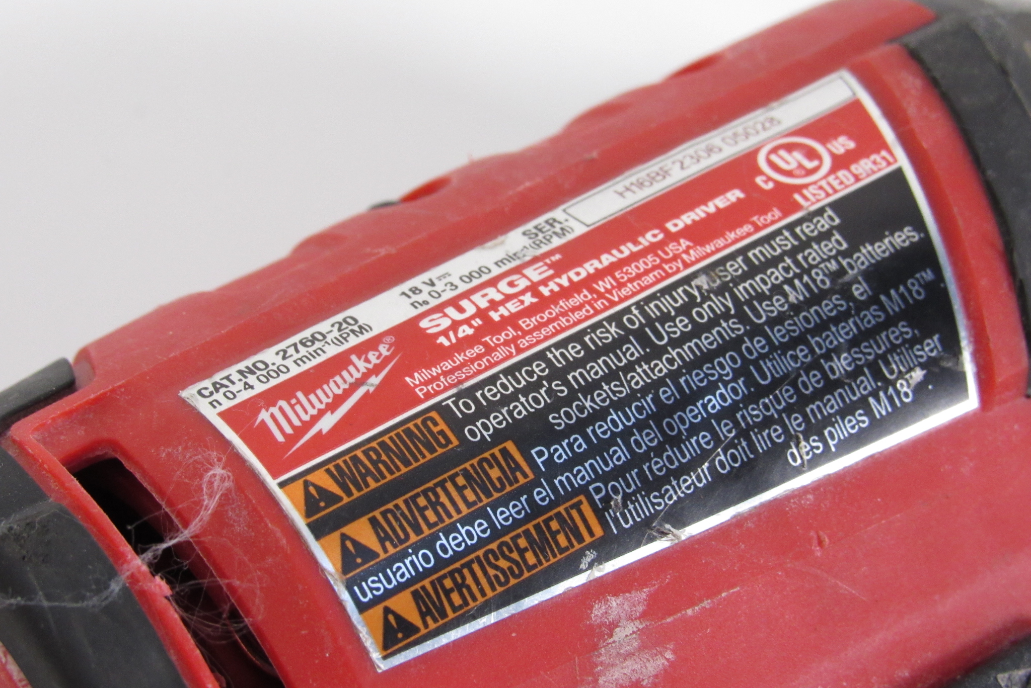 Milwaukee 2760-20 M18 18V Li-ion SURGE 1/4'' Hex Hydraulic Driver ...