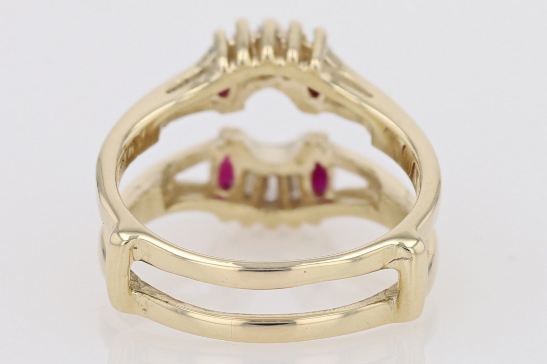 .34ctw Round Diamond & Ruby Enhancer Wedding Band Ring 14k Yellow Gold ...