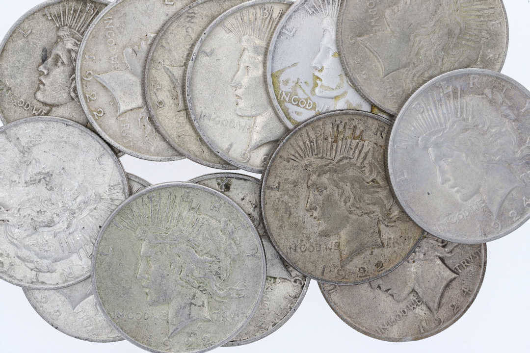 1922 and 1924 $1 Silver Peace Dollar Lady Liberty Perched Eagle Coins ...