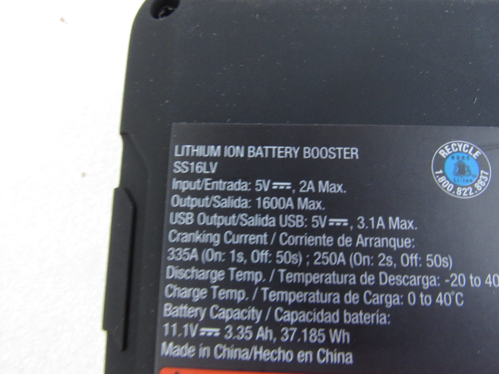 Vector SS6LV 1200 Peak Amp Lithium Jump Starter Battery Booster