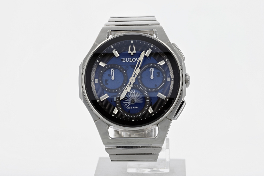Bulova Curv Chronograph Blue Dial Quartz Stainless Steel Men's Wristwatch