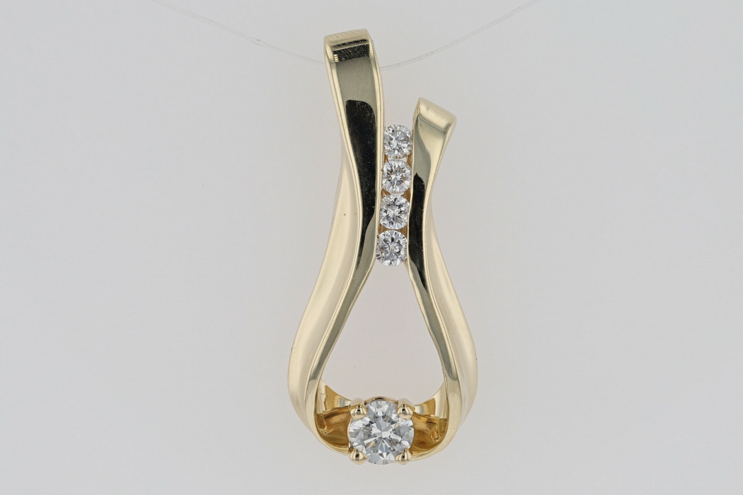 .85ctw Round Cut Diamond Prong Set Pendant w/o Chain 14k Yellow Gold 7. ...