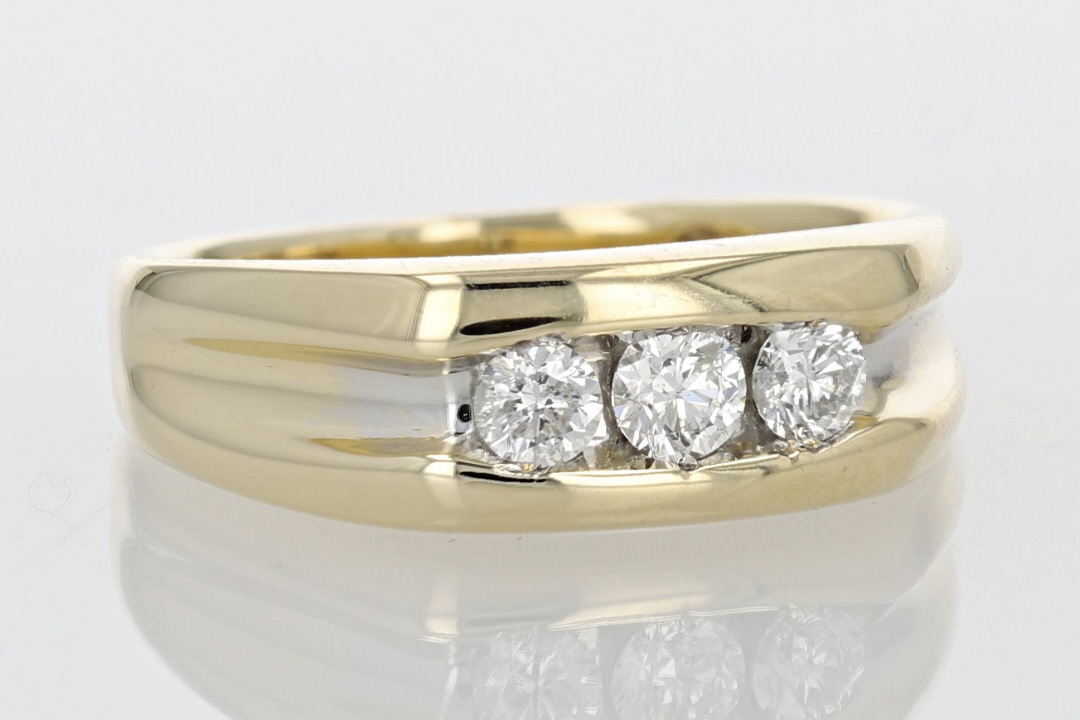 .50ctw Round Cut Diamond Channel-Set Men's Wedding Band Ring Yellow ...