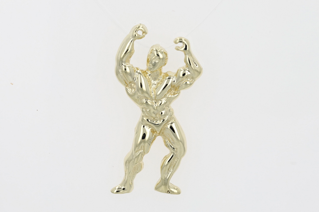 Bodybuilder Muscles Figure Pendant without Chain 14k Yellow Gold 4.66 Grams