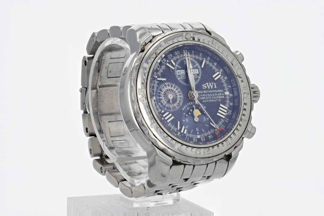 Swiss Watch International Blue Dial Chronograph Stainless Steel Men's ...