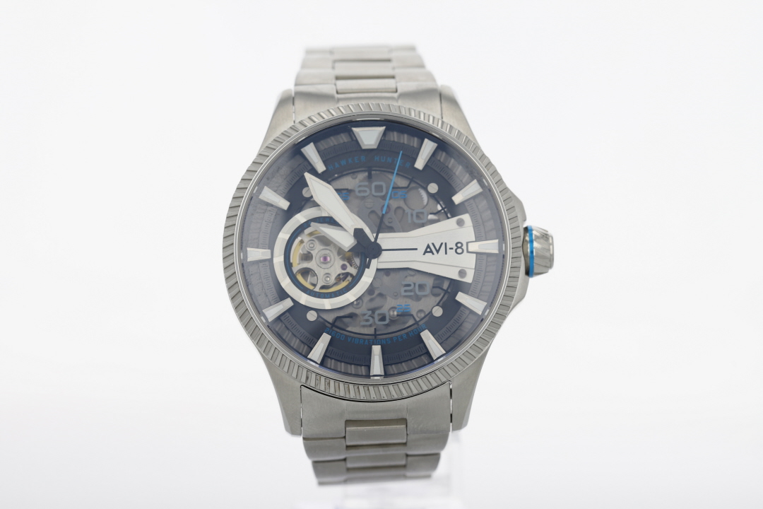 AVI-8 Hawkeye Hunter Avon 44mm Black Dial Automatic Stainless Steel Men ...