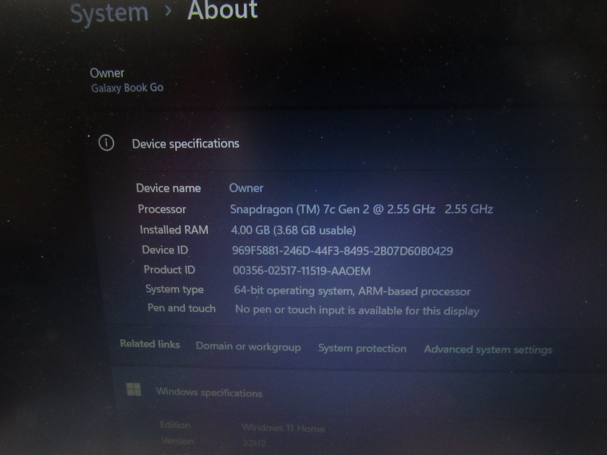 Samsung Galaxy Book Go NP340XLA Snapdragon 7c 2.55GHz 4GB RAM 128GB SSD 14"