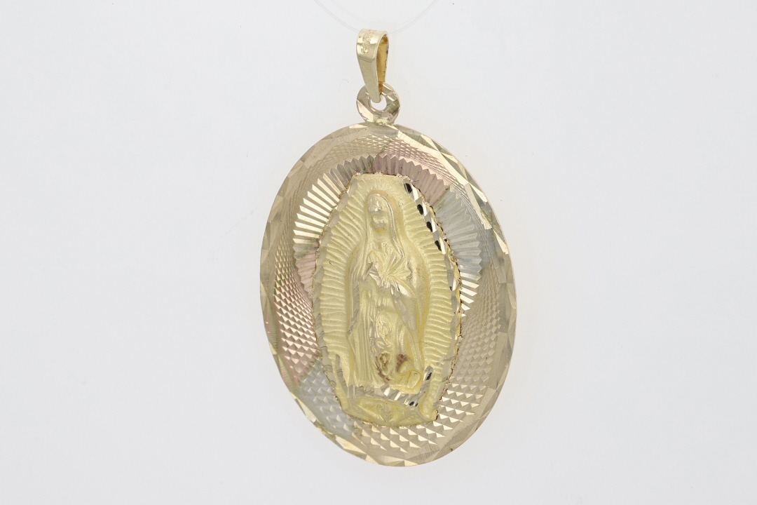 Virgin Mary Religious Pendant without Chain 10K Multi-Tone Gold 6.37 Grams
