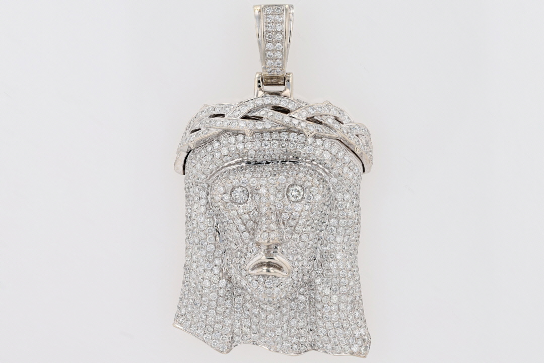 15.40ctw Round Diamond Jesus Crown of Thorns Pendant w/o Chain 10k ...