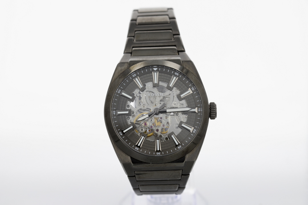 Fossil Everett 42mm Gray Dial Automatic Smoke Stainless Steel Men's ...