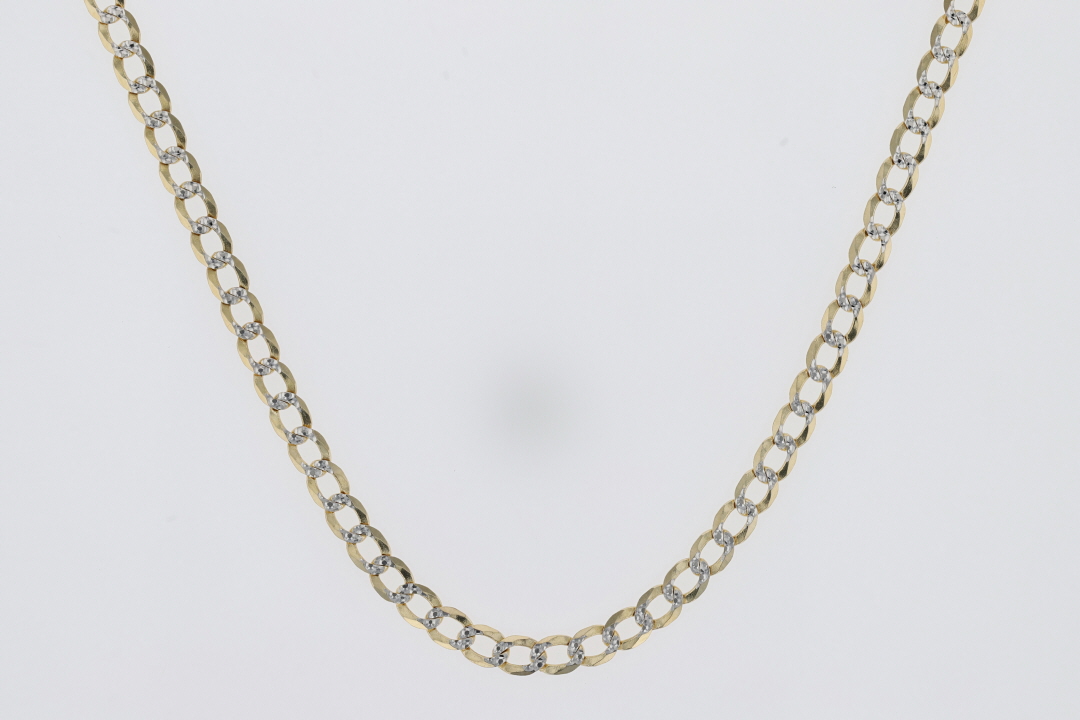 4mm Diamond Cut Curb Link Chain 19.75" Necklace 14k Multi-Tone Gold 7. ...