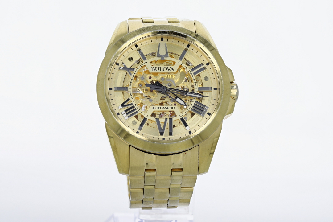 Bulova Classic Sutton Gold Skelton Dial Automatic Stainless Steel Men's ...
