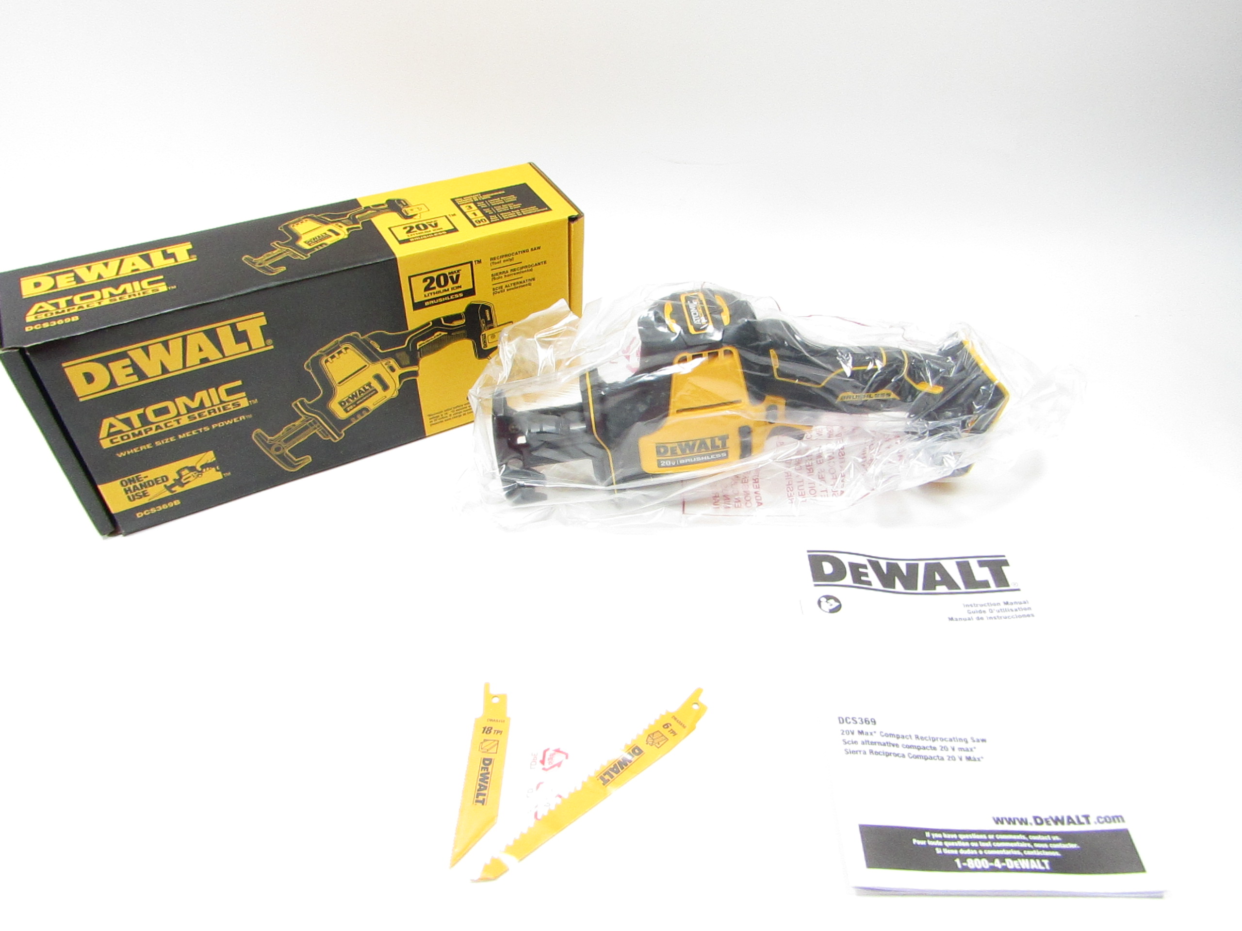 DeWALT DCS369B ATOMIC Compact Series 20V MAX Brushless Reciprocating ...