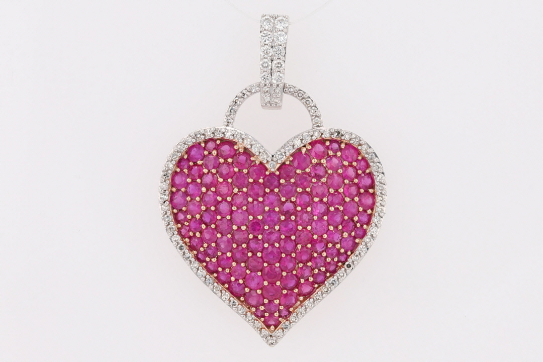 3.70ctw Ruby and Diamond Heart Pendant without Chain 14k White Gold 6. ...