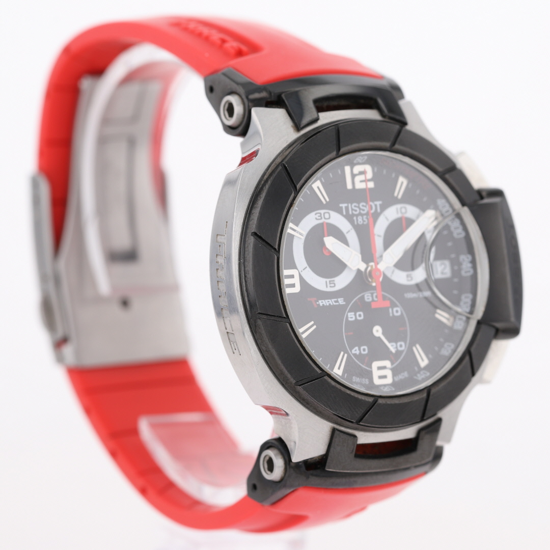 Tissot T-Race 45mm Black Dial Chronograph Quartz Rubber Strap Men's ...