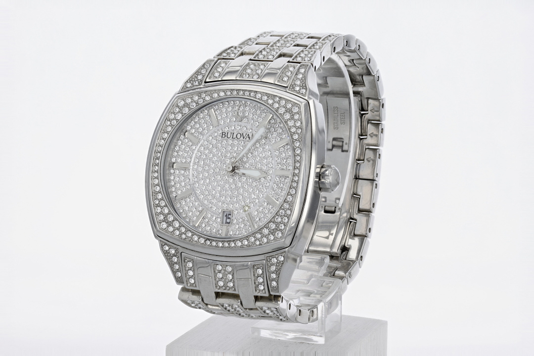 Bulova Phantom Crystal Pavé Silver Dial Quartz Stainless Steel Men's ...