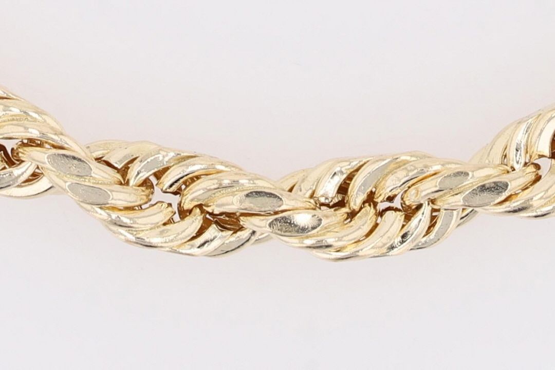 3.8mm Rope Link Chain 24.5" Necklace 10k Yellow Gold Peru 6.84 Grams